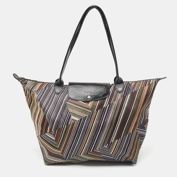 Longchamp | Bags | Longchamp Multicolor Printed Fabric And Patent ...